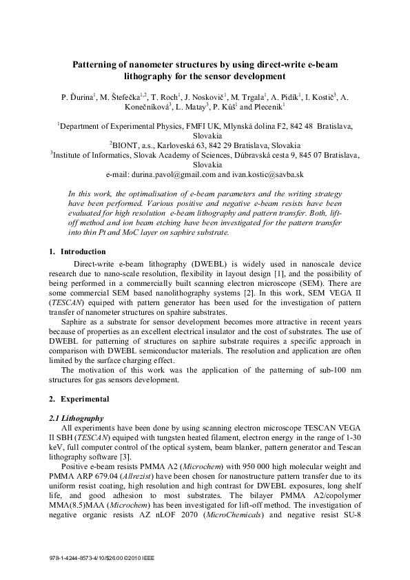 Pdf Complex Nanostructures In Pmma Made By A Single Process Step Using E Beam Lithography