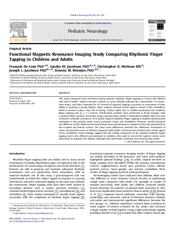 (PDF) Functional magnetic resonance imaging study comparing rhythmic ...