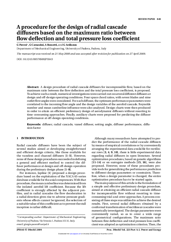 (PDF) A procedure for the design of radial cascade diffusers based on ...