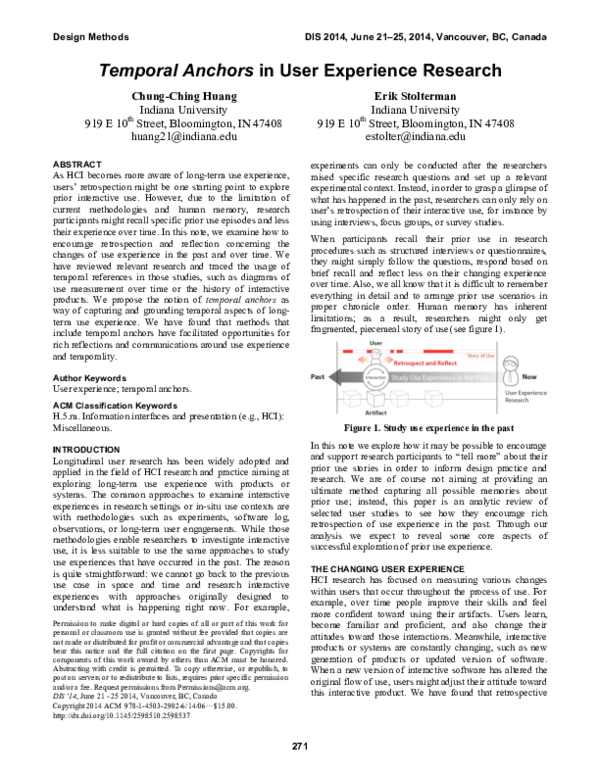 (PDF) Temporal Anchors in User Experience Research
