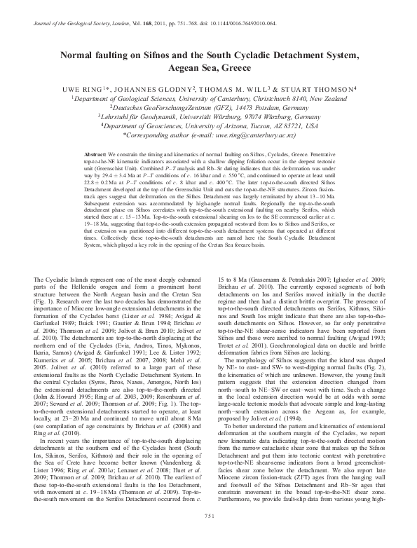 (PDF) Normal faulting on Sifnos and the South Cycladic Detachment ...
