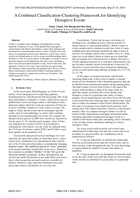 Pdf A Combined Classification Clustering Framework For Identifying