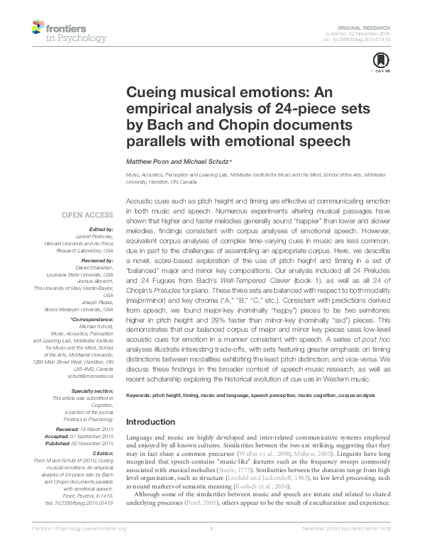 (PDF) Cueing musical emotions: An empirical analysis of 24-piece sets ...