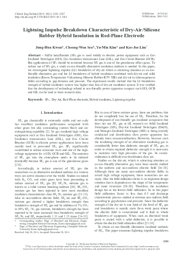 (PDF) Lightning Impulse Breakdown Characteristic of Dry Air Silicone ...