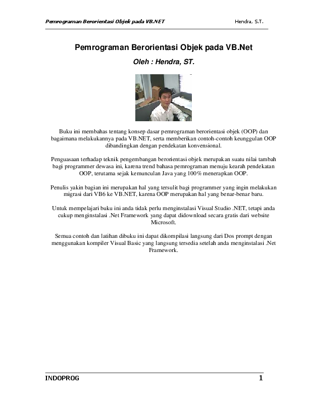 (PDF) Pemrograman Berorientasi Objek pada VB Net 1