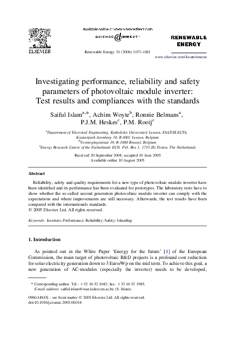 (PDF) Investigating performance, reliability and safety parameters of ...