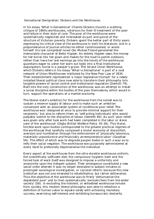 (DOC) Sensational Denigration: Dickens and the Workhouse