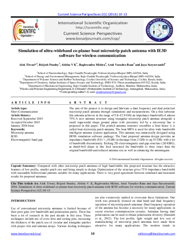 (PDF) Simulation of ultra-wideband co-planar boat microstrip patch ...