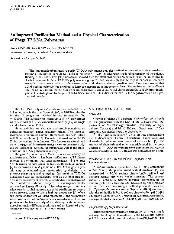 (PDF) An Improved Purification Method and a Physical Characterization ...