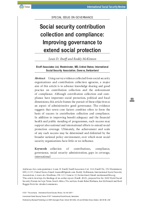 (PDF) Social security contribution collection and compliance: Improving ...