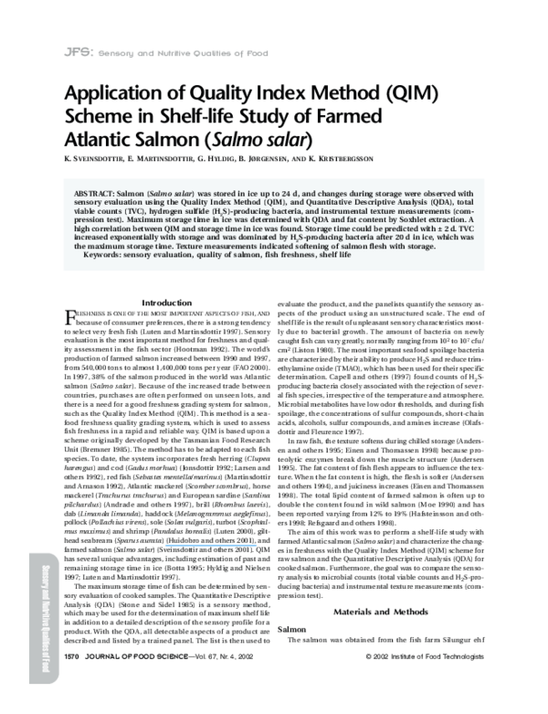 (PDF) Application of Quality Index Method (QIM) Scheme and Effects of ...