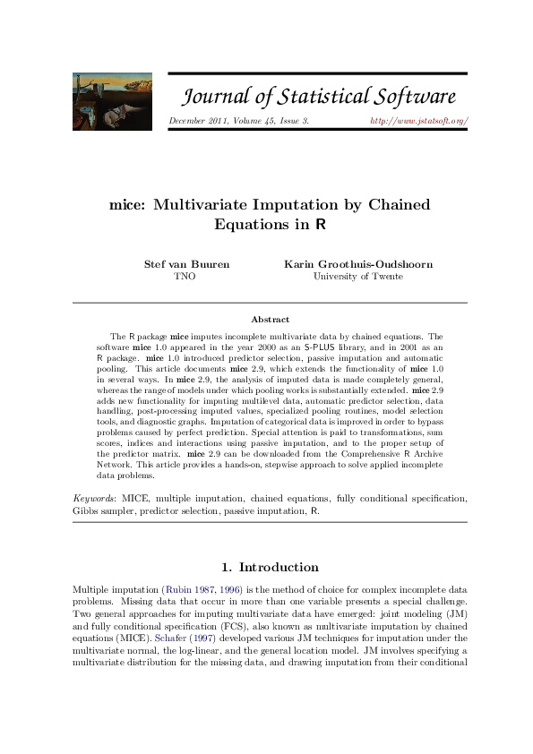 (PDF) mice : Multivariate Imputation by Chained Equations in R