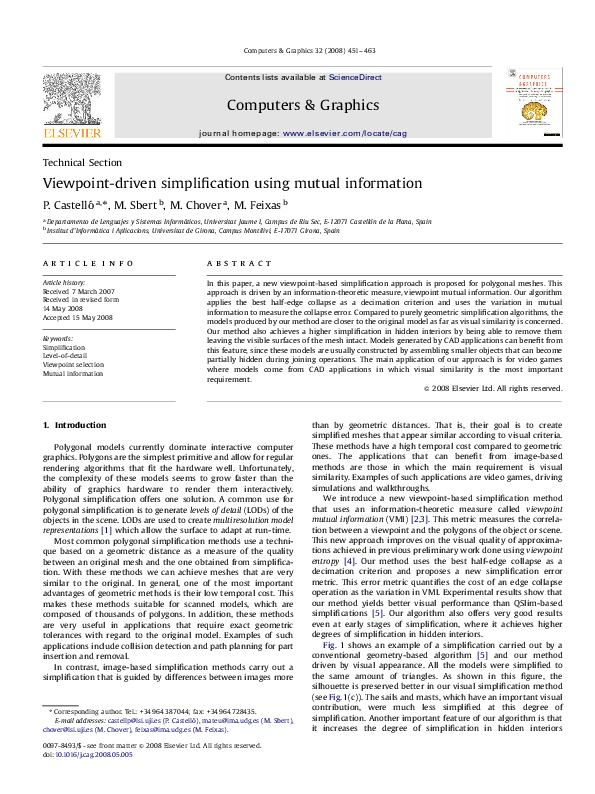Pdf Viewpoint Driven Simplification Using Mutual Information