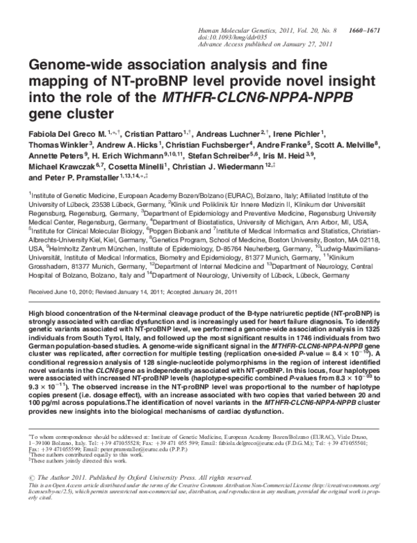 (PDF) Genome-wide association analysis and fine mapping of NT-proBNP ...