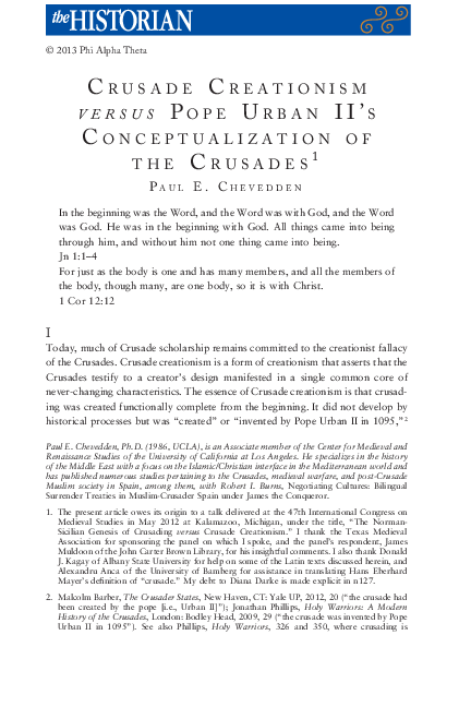 (PDF) “Crusade Creationism versus Pope Urban II’s Conceptualization of ...