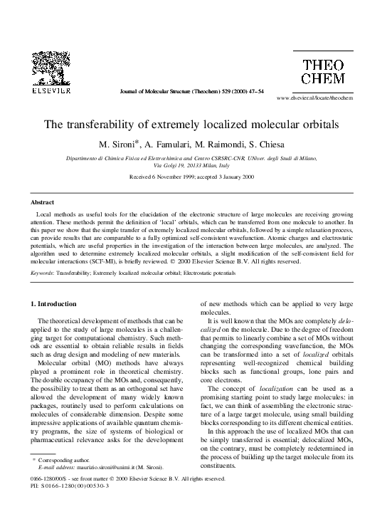 (PDF) The transferability of extremely localized molecular orbitals