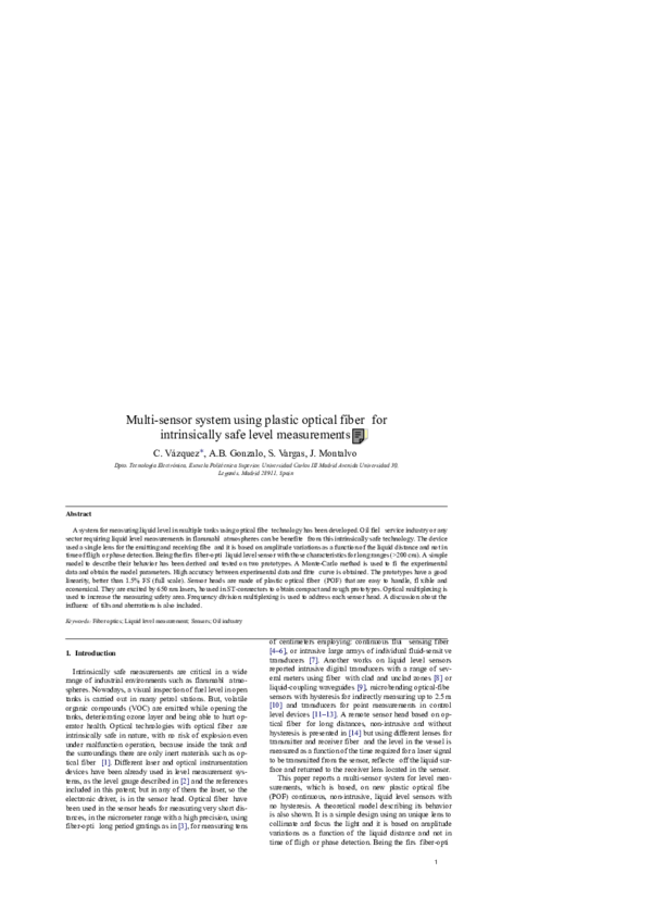 (PDF) Multi-sensor system using plastic optical fibers for intrinsically safe level measurements