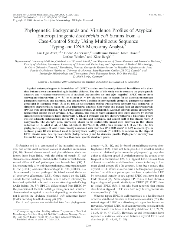 (PDF) Phylogenetic Backgrounds and Virulence Profiles of Atypical Enteropathogenic Escherichia ...