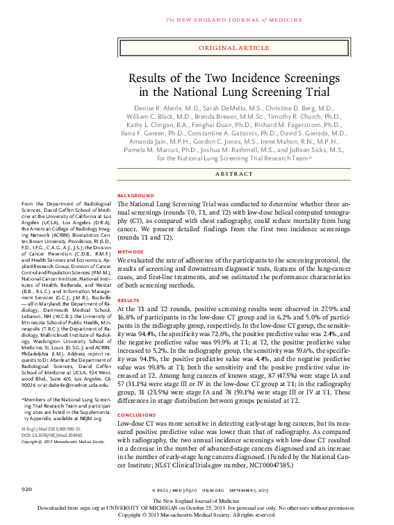 (PDF) Effective Dose Assessment for Participants in the National Lung ...