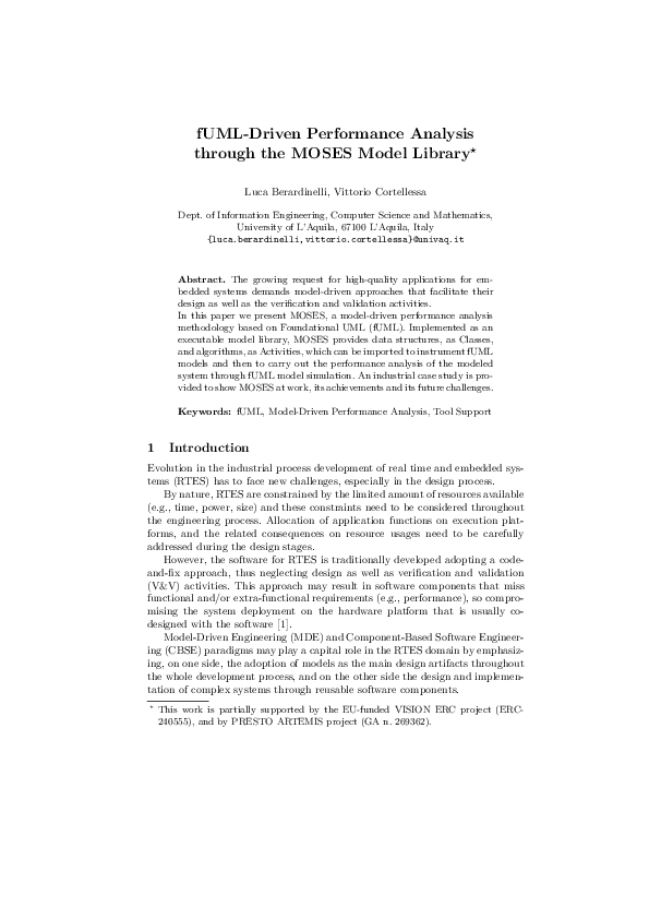 Pdf Fuml Driven Performance Analysis Through The Moses Model Library⋆