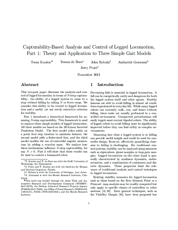 (PDF) Capturability-Based Analysis and Control of Legged Locomotion, Part 1: Theory and ...