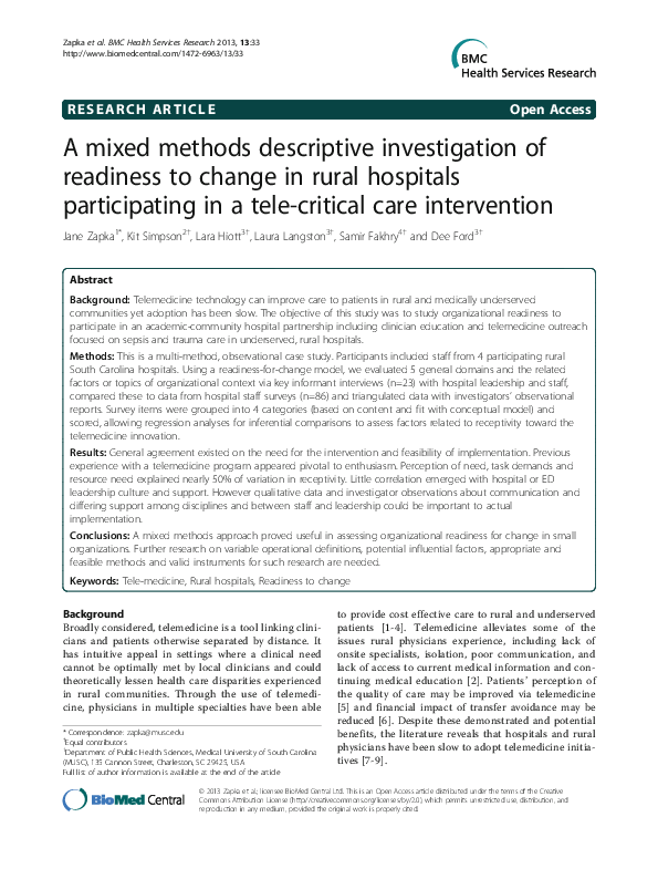 (PDF) A mixed methods descriptive investigation of readiness to change ...