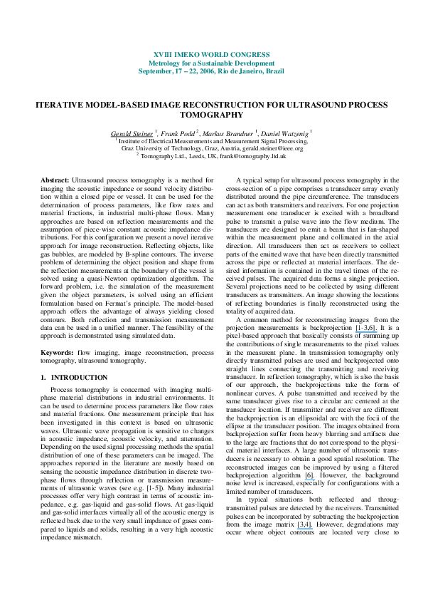 (PDF) ITERATIVE MODEL-BASED IMAGE RECONSTRUCTION FOR ULTRASOUND PROCESS ...