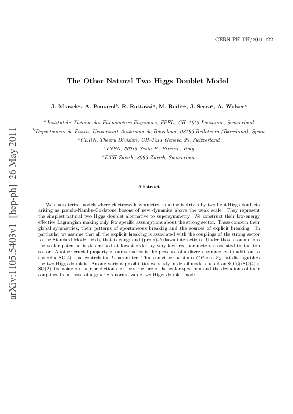 (PDF) The other natural two Higgs doublet model