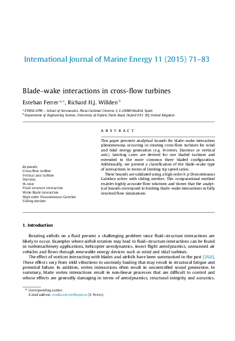 Blade-wake interactions in cross-flow turbines