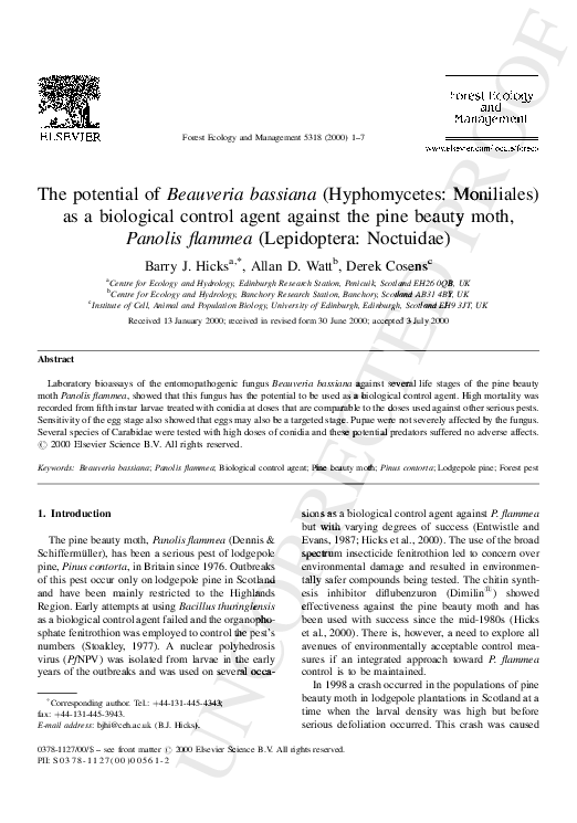 (PDF) The potential of Beauveria bassiana (Hyphomycetes: Moniliales) as ...