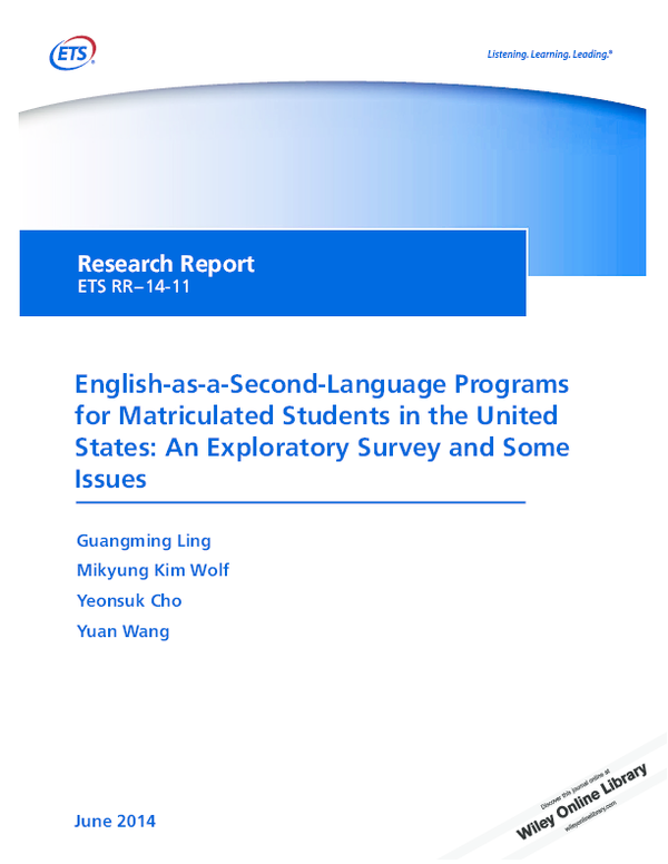 (PDF) English-as-a-Second-Language Programs for Matriculated Students ...