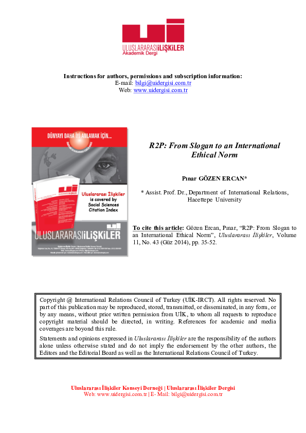 (PDF) R2P: From Slogan to an International Ethical Norm