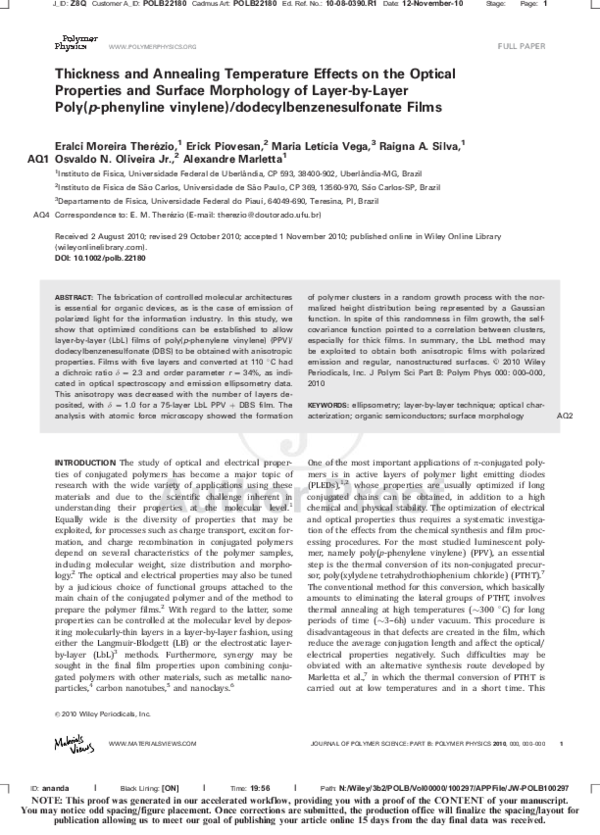 (PDF) Thickness and annealing temperature effects on the optical properties and surface ...