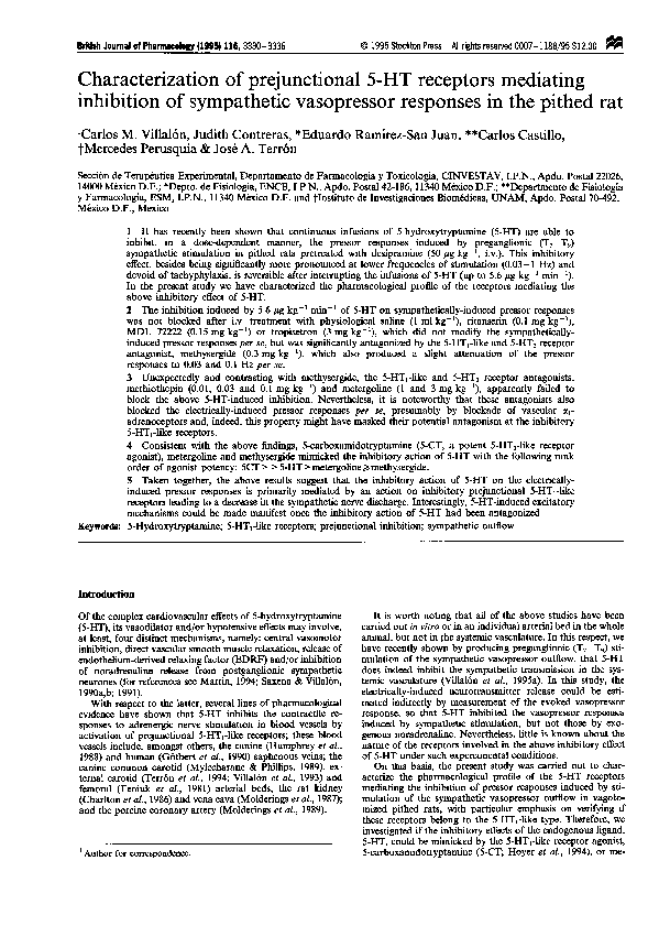 (PDF) Characterization of prejunctional 5-HT receptors mediating ...