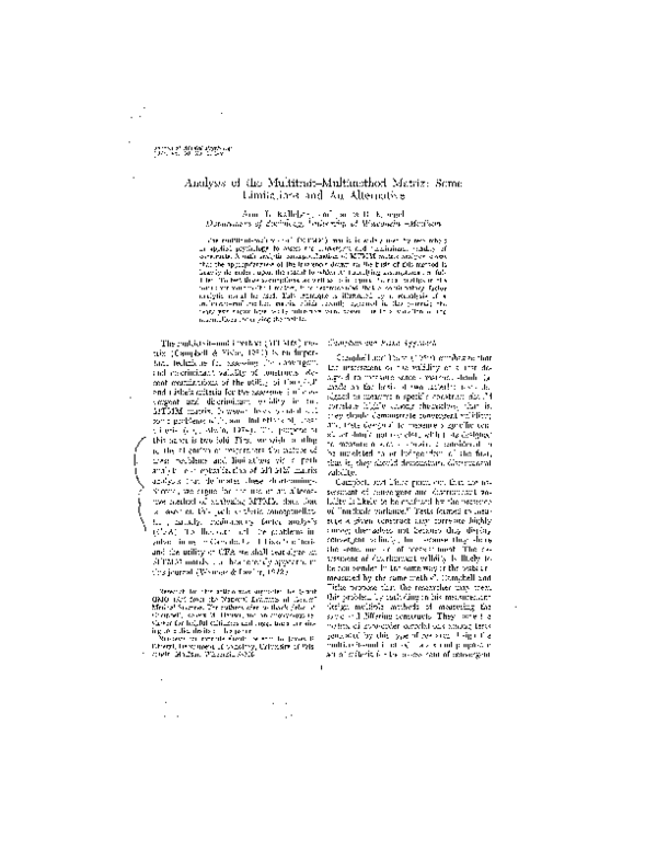 (PDF) Analysis of the multitrait-multimethod matrix: Some limitations ...
