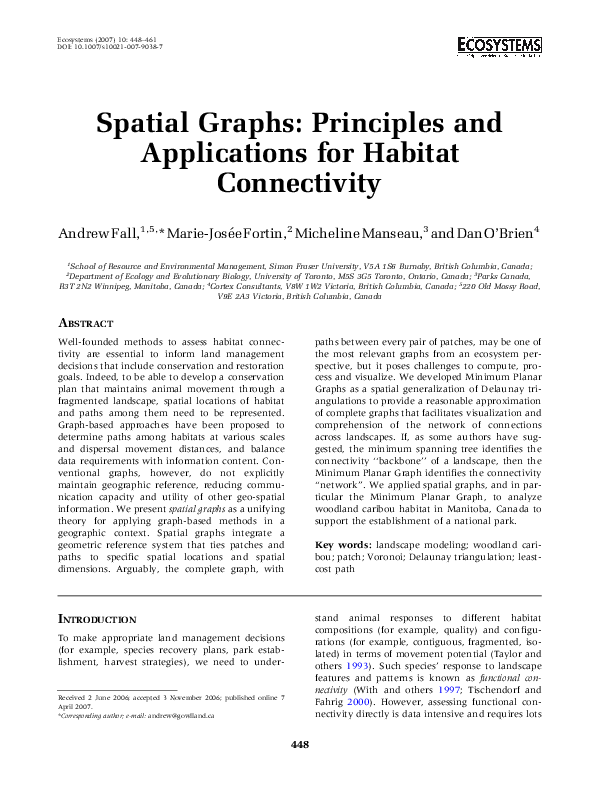 (PDF) Spatial Graphs: Principles and Applications for Habitat Connectivity
