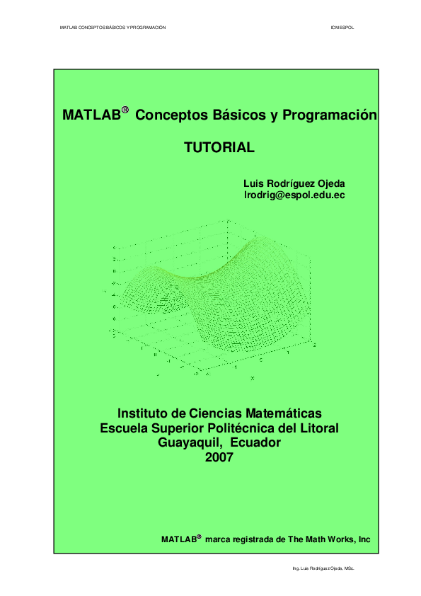 (PDF) MATLAB Conceptos Básicos y Programación