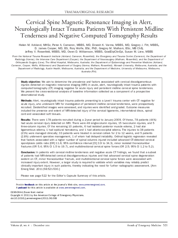 (PDF) Epidemiology of Thoracolumbar Spine Injury in Blunt Trauma ...