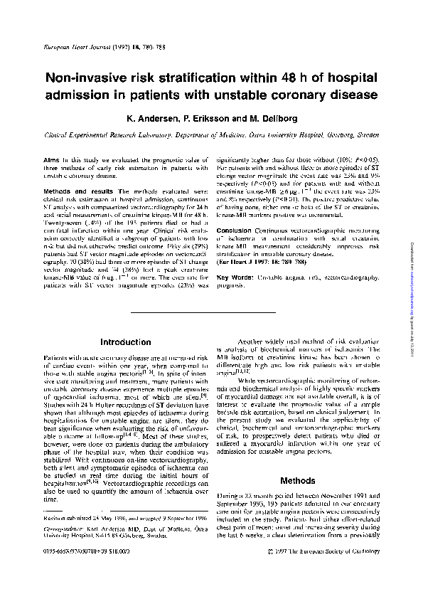 (PDF) Non-invasive risk stratification within 48 h of hospital ...
