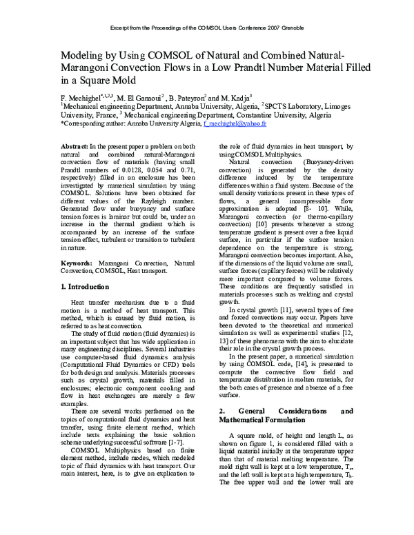 (PDF) Modeling by Using COMSOL of Natural and Combined Natural ...