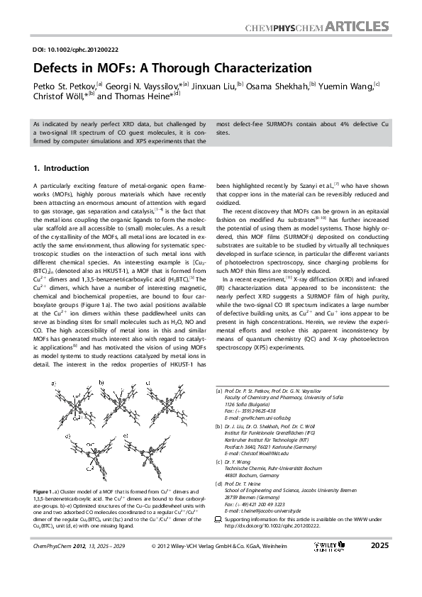 (PDF) Defects in MOFs: A Thorough Characterization