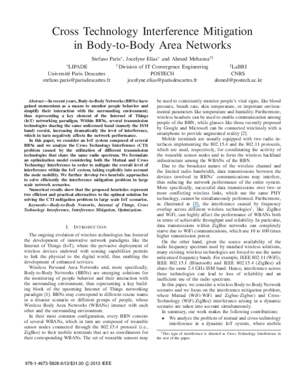 Pdf Cross Technology Interference Mitigation In Body To Body Area Networks