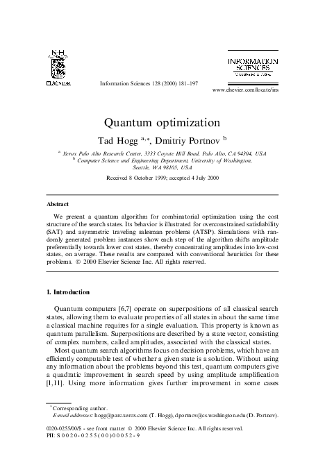(PDF) Quantum optimization