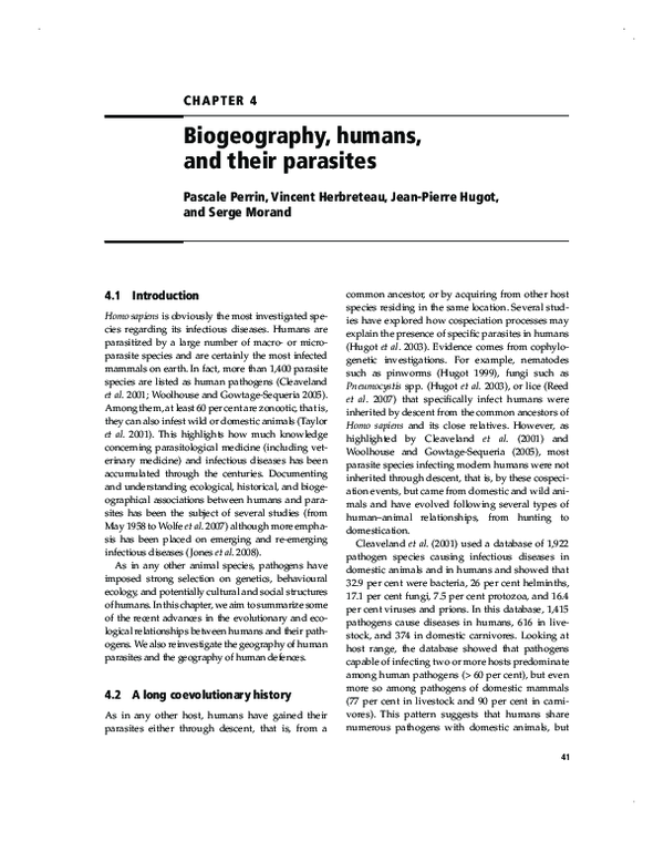 (PDF) Biogeography, humans, and their parasites