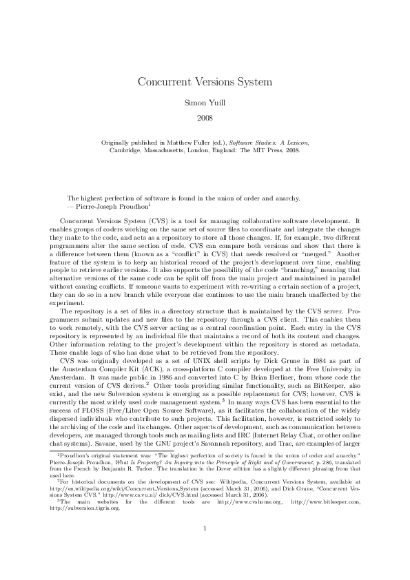 (PDF) Concurrent Versions System