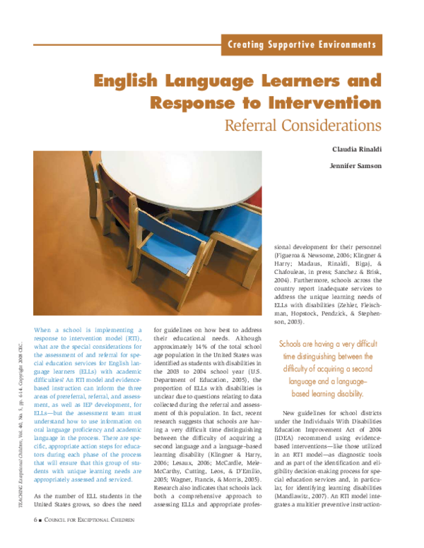 (PDF) Special Education Referral Recommendations for English Language ...