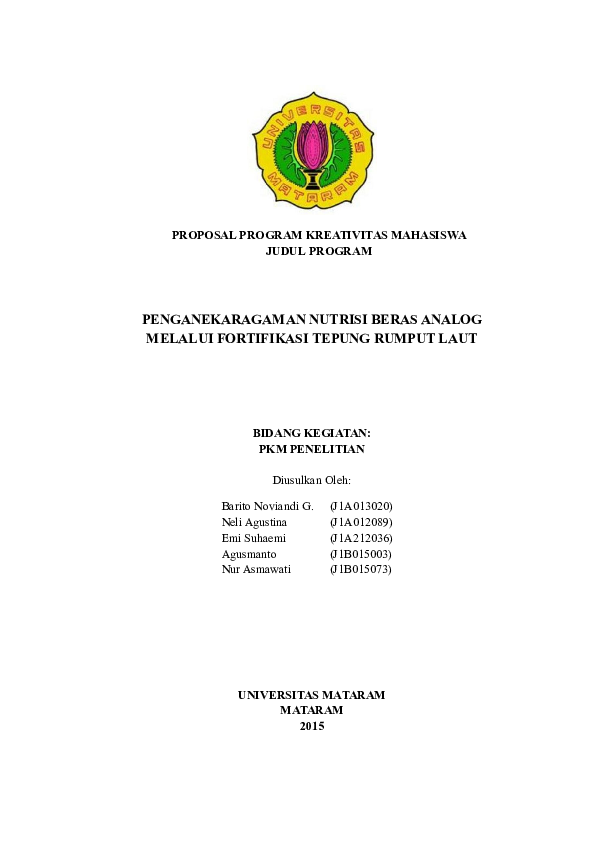 (DOC) beras analog fortifikan tepung rumput laut