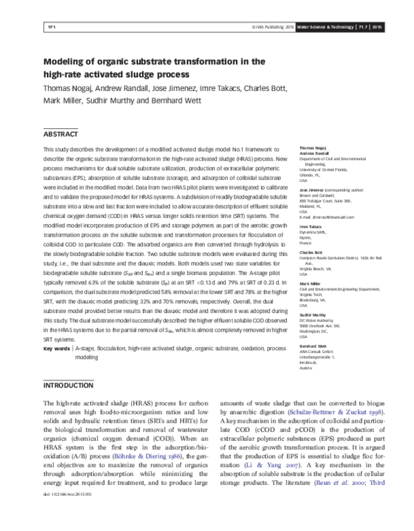 (PDF) Modeling of organic substrate transformation in the high-rate ...