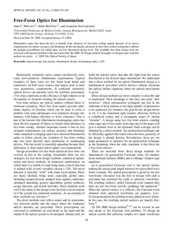 (PDF) Free-form optics for illumination