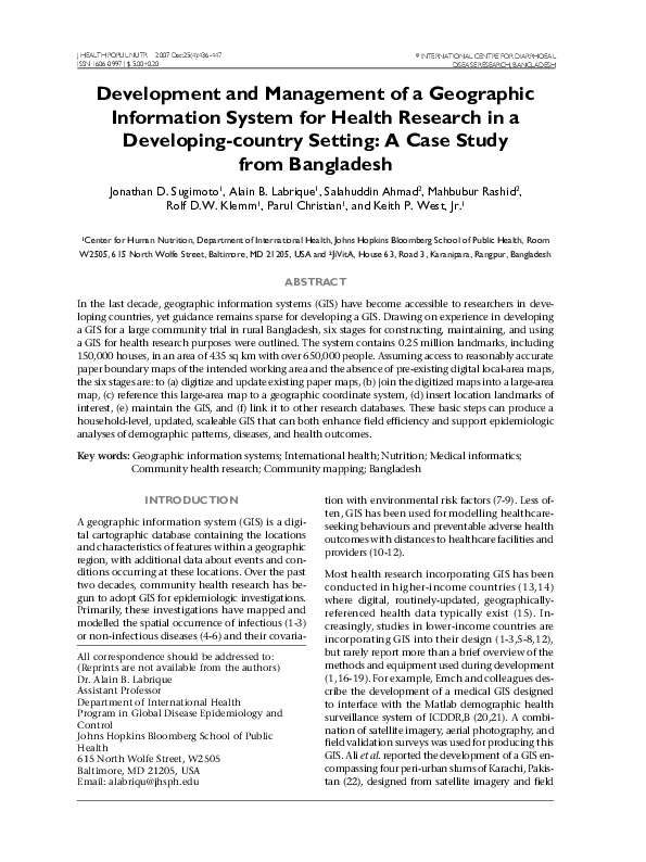 (PDF) Development and management of a geographic information system for ...